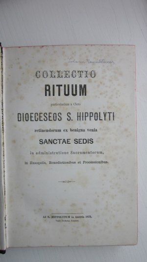 „Collectio Rituum particularium a Clero Dioeceseos S.“ – Buch ...