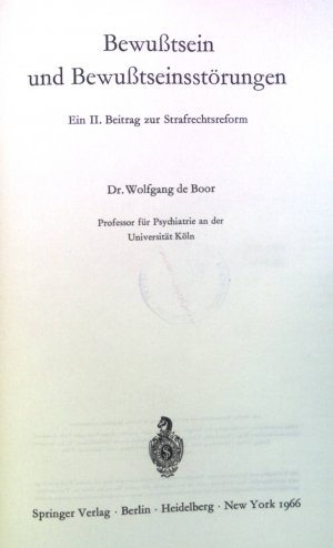 „de Boor, Bewußtsein und Bewußtseinsstörungen ein Beitrag zur ...
