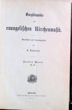 „Encyklopädie der Evangelischen Kirchenmusik.“ – Bücher gebraucht ...