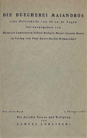 „Die Buecherei Maiandros, eine Zeitschrift von 60 zu 60 …“ – Bücher ...