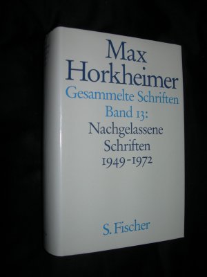 „Horkheimer Max // Hrsg Alfred Schmidt Und Gunzelin Schmid Noerr ...