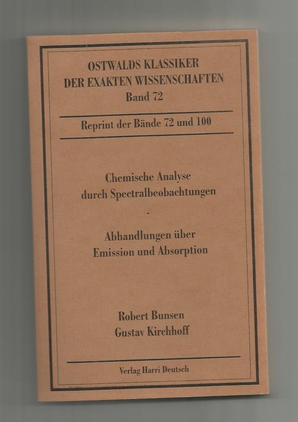 „Kirchhoff Gustav; Bunsen Robert“ – Bücher gebraucht, antiquarisch ...