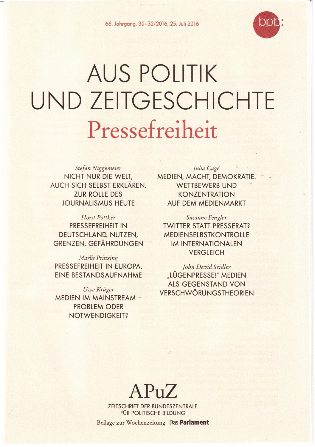 „Pressefreiheit“ (Stefan Niggemeier Horst Pöttker Marlis Prinzing Uwe ...