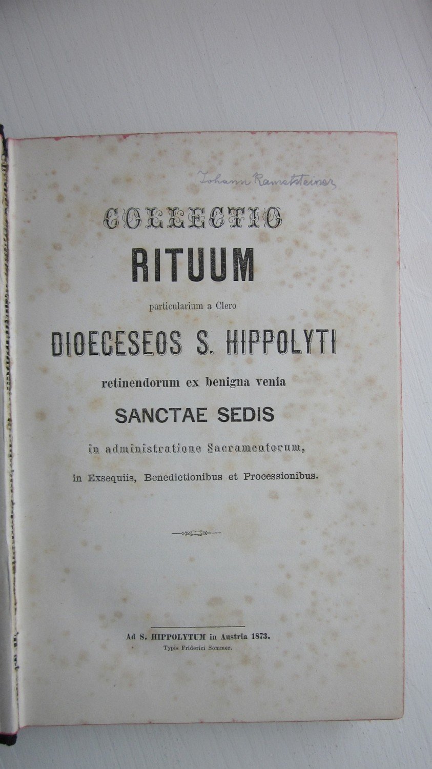 „Collectio Rituum particularium a Clero Dioeceseos S.“ – Buch ...