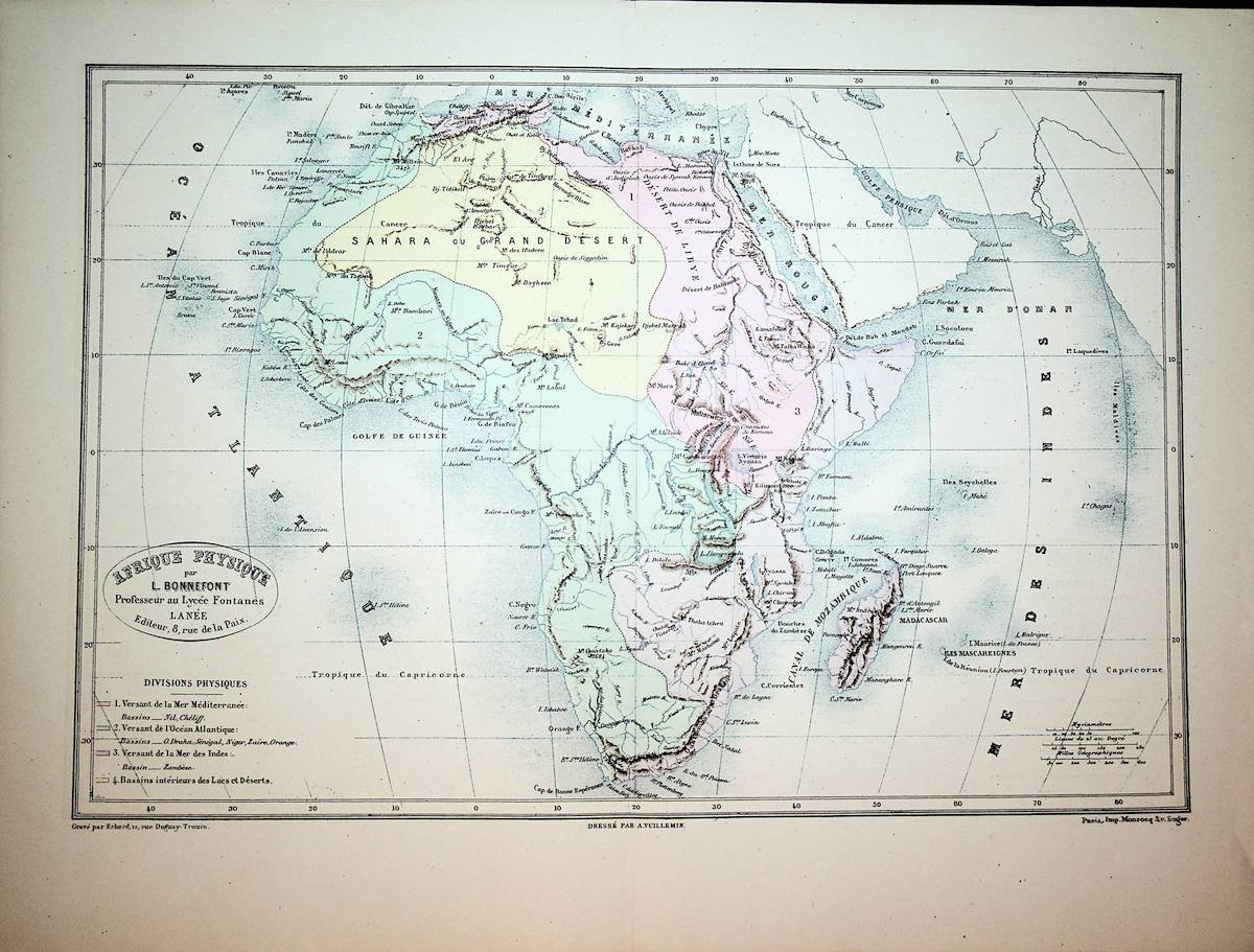 „AFRICA, PHYSICAL MAP / AFRIKA PHYSISCHE KARTE, BONNEFONT / …“ – Buch antiquarisch kaufen ...