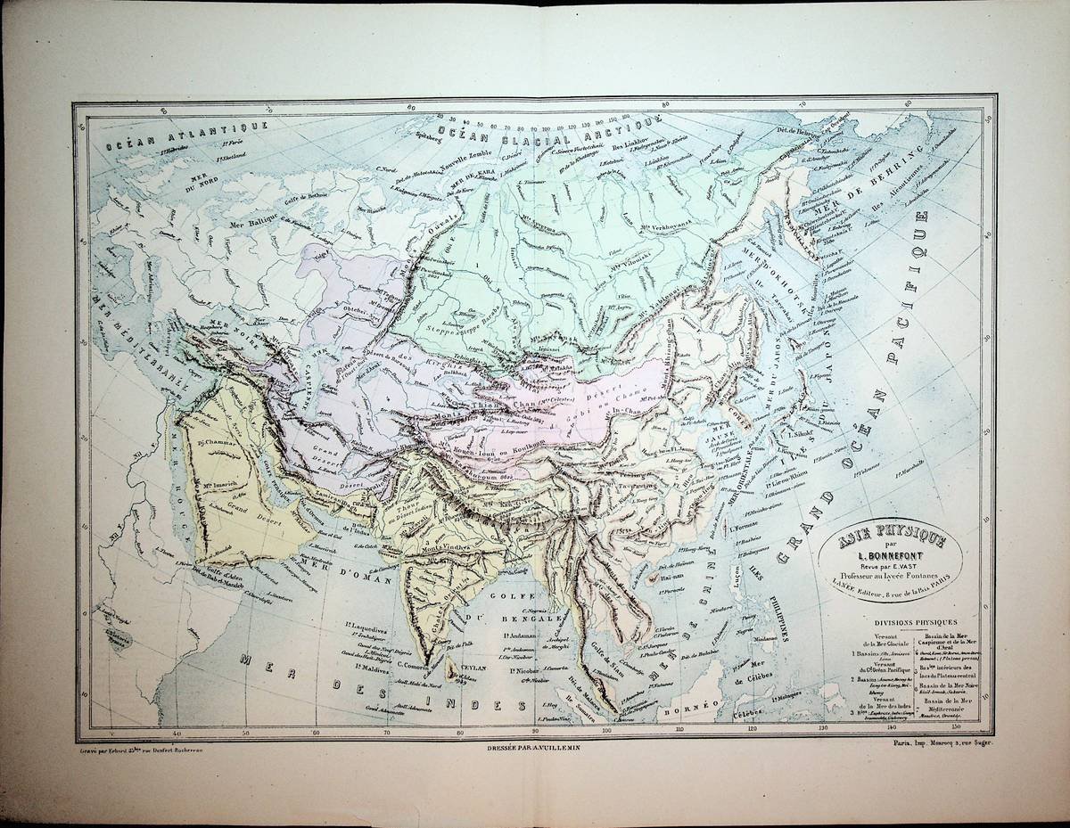 „ASIA, PHYSICAL MAP / ASIEN PHYSISCHE KARTE, BONNEFONT / …“ – Buch antiquarisch kaufen ...