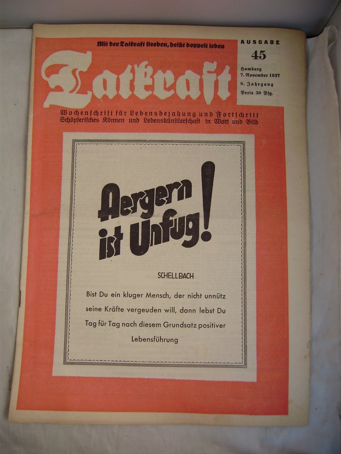 „Tatkraft Wochenschrift für Lebensbejahungen und …“ – Buch Erstausgabe ...