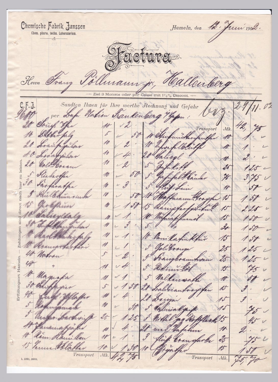 „Rechnung Factura Chemische Fabrik Jansse, chem.“ – Buch gebraucht kaufen – A02yJq9k01ZZl