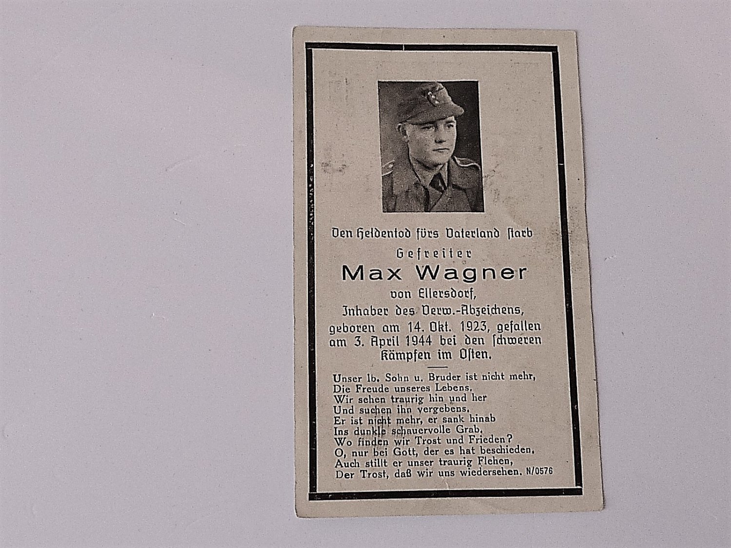 „Soldatensterbebild , Death Card, WW2, Gefreiter Max …“ – Buch ...