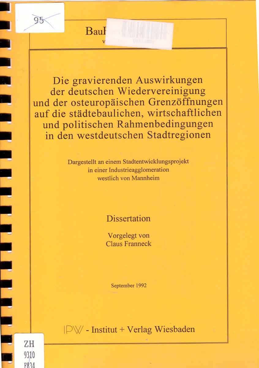„Die gravierenden Auswirkungen der Deutschen Wiedervereinigung und der ...