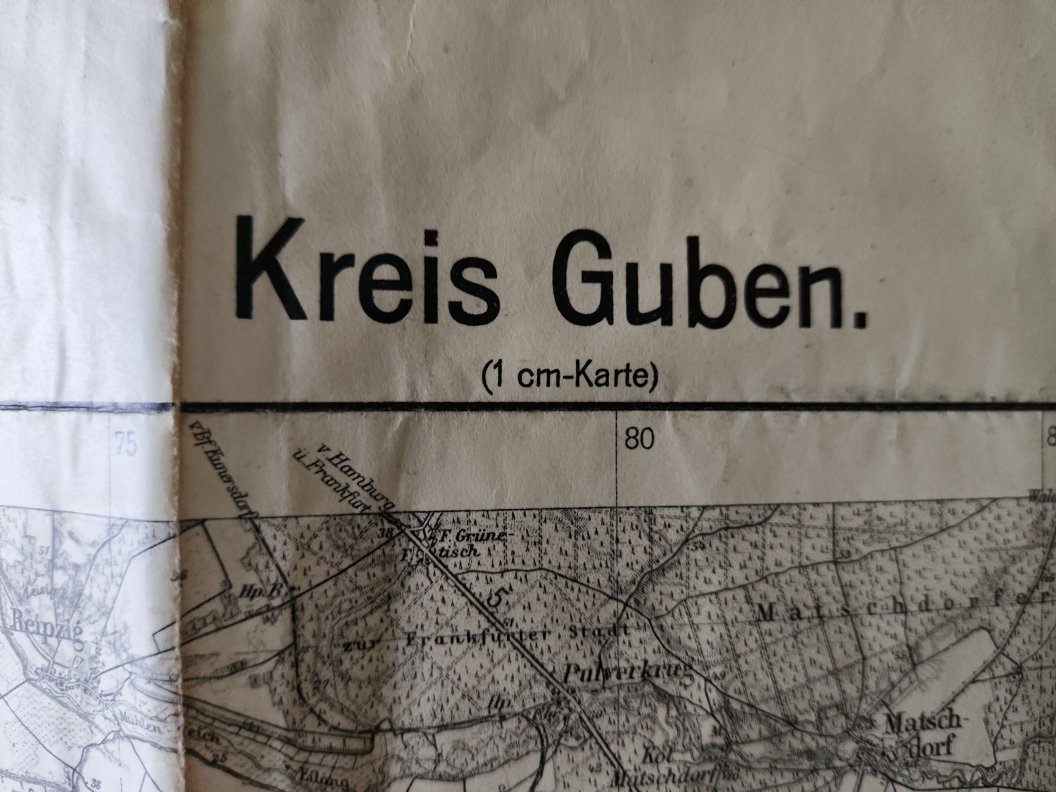 „große Karte Landkarte Messtischblatt Kreis Guben 1 cm …“ – Buch antiquarisch kaufen – A02DyapL01ZZc