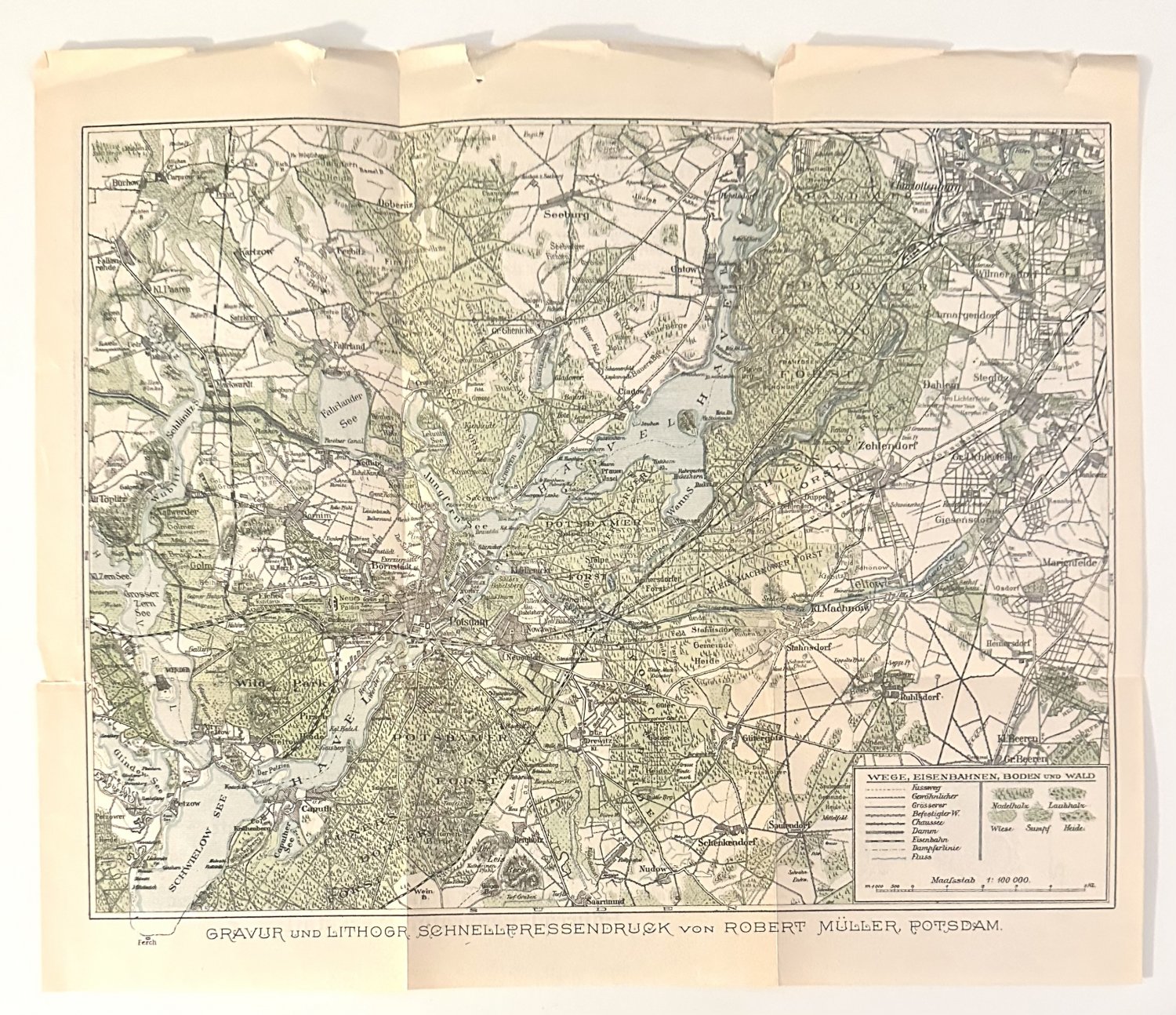 „Alte Karte von Potsdam 1:100 000“ – Buch antiquarisch kaufen – A02DEymj01ZZ3