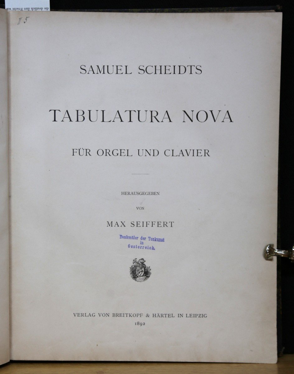 „Tabulatura Nova für Orgel und Clavier.“ (Scheid, Samuel ) – Buch ...