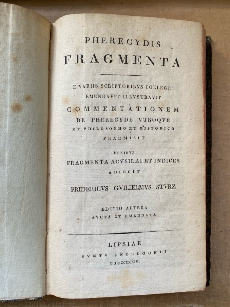 „Pherecydis Fragmenta.“ (Sturz, Friedrich Wilhelm) – Buch antiquarisch ...