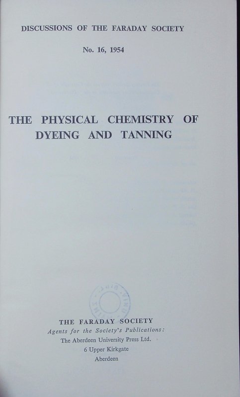 „Discussions of the Faraday Society.“ (Faraday Society) – Buch ...