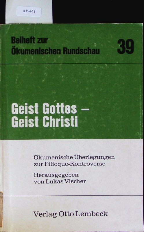 ISBN 3874761592 "Geist Gottes - Geist Christi – Ökumenische ...