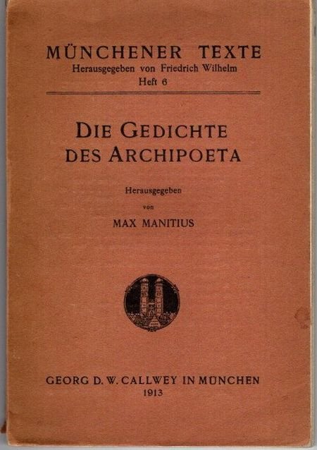 „Die Gedichte der Archipoeta; Münchener Texte, Heft 6“ – Bücher ...