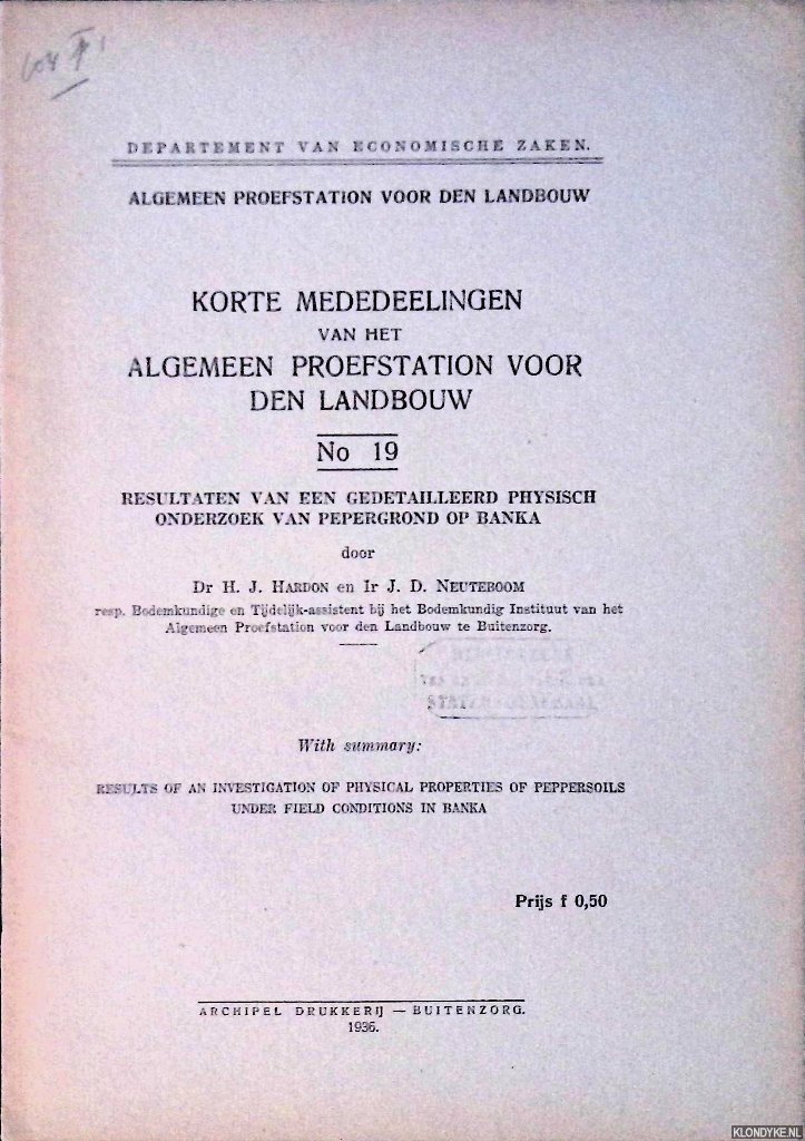 „Resultaten van een gedetailleerd physisch onderzoek van pepergrond op ...