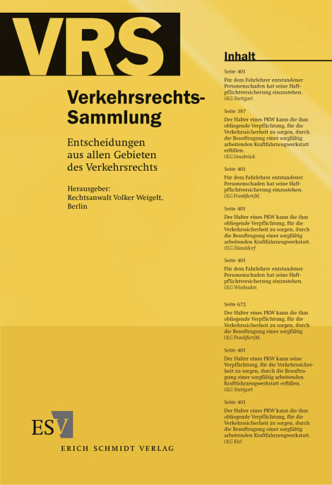 „Verkehrsrechts-Sammlung (VRS)/Verkehrsrechts-Sammlung Band …“ – Bücher ...