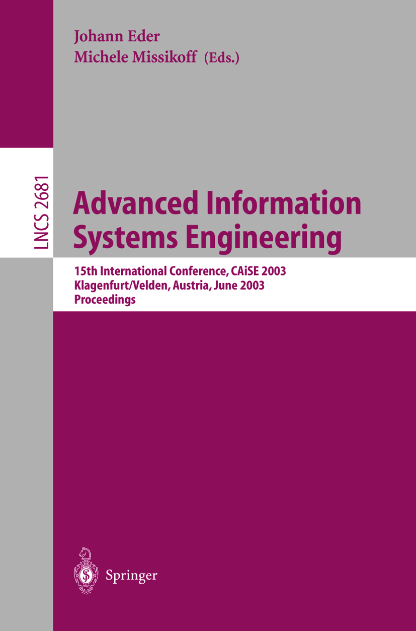 ISBN 3540404422 "Advanced Information Systems Engineering - 15th ...