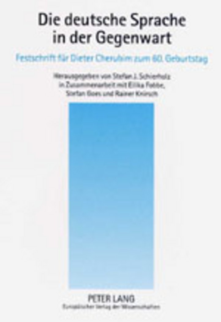 ISBN 3631370091 "Die deutsche Sprache in der Gegenwart – Festschrift ...