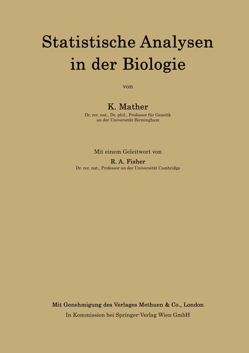 „Kenneth Mather, Statistische Analysen in der Biologie“ – Bücher ...