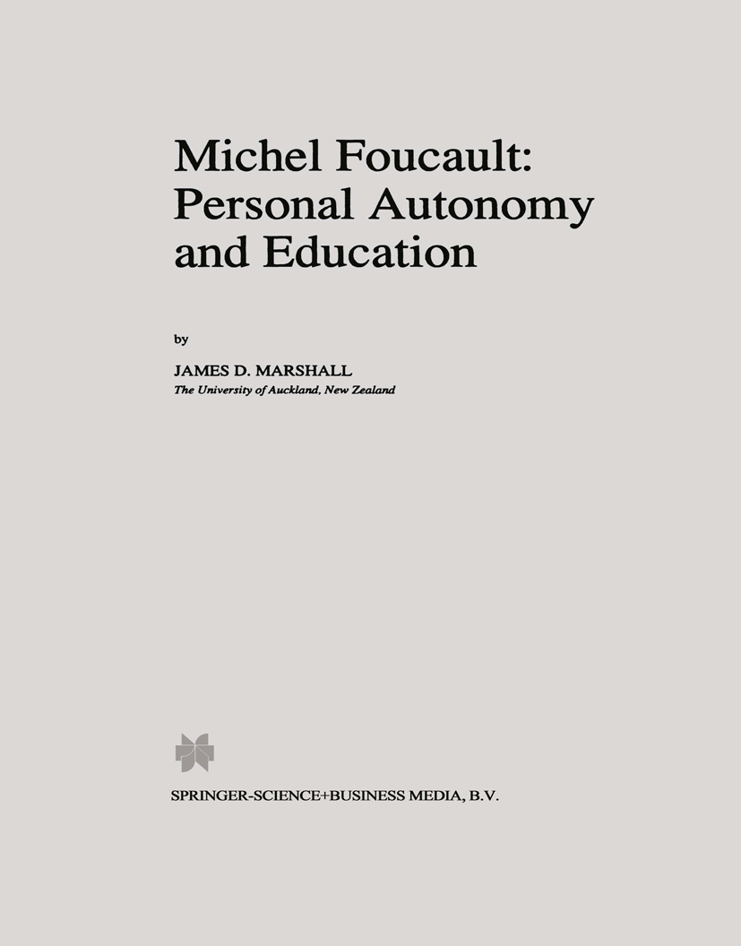 ISBN 9789048146970 "Michel Foucault: Personal Autonomy and Education ...